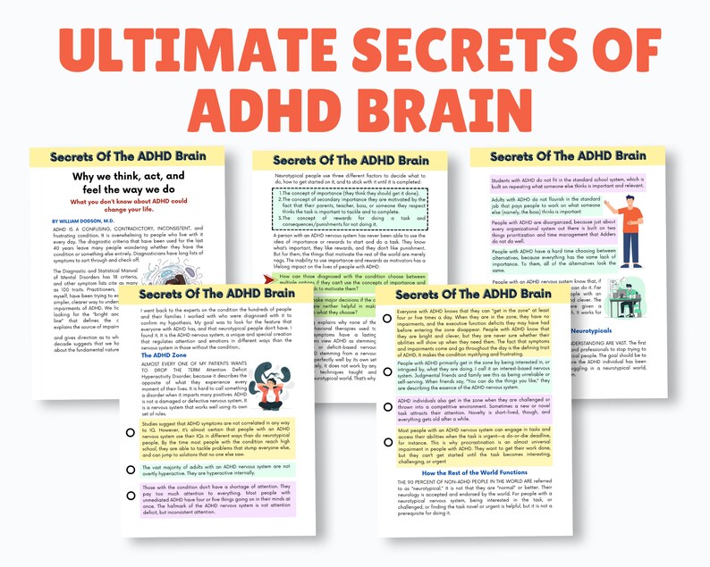 Secrets of ADHD Brain Worksheet, ADHD Workbook Kids, Neurodivergent ...