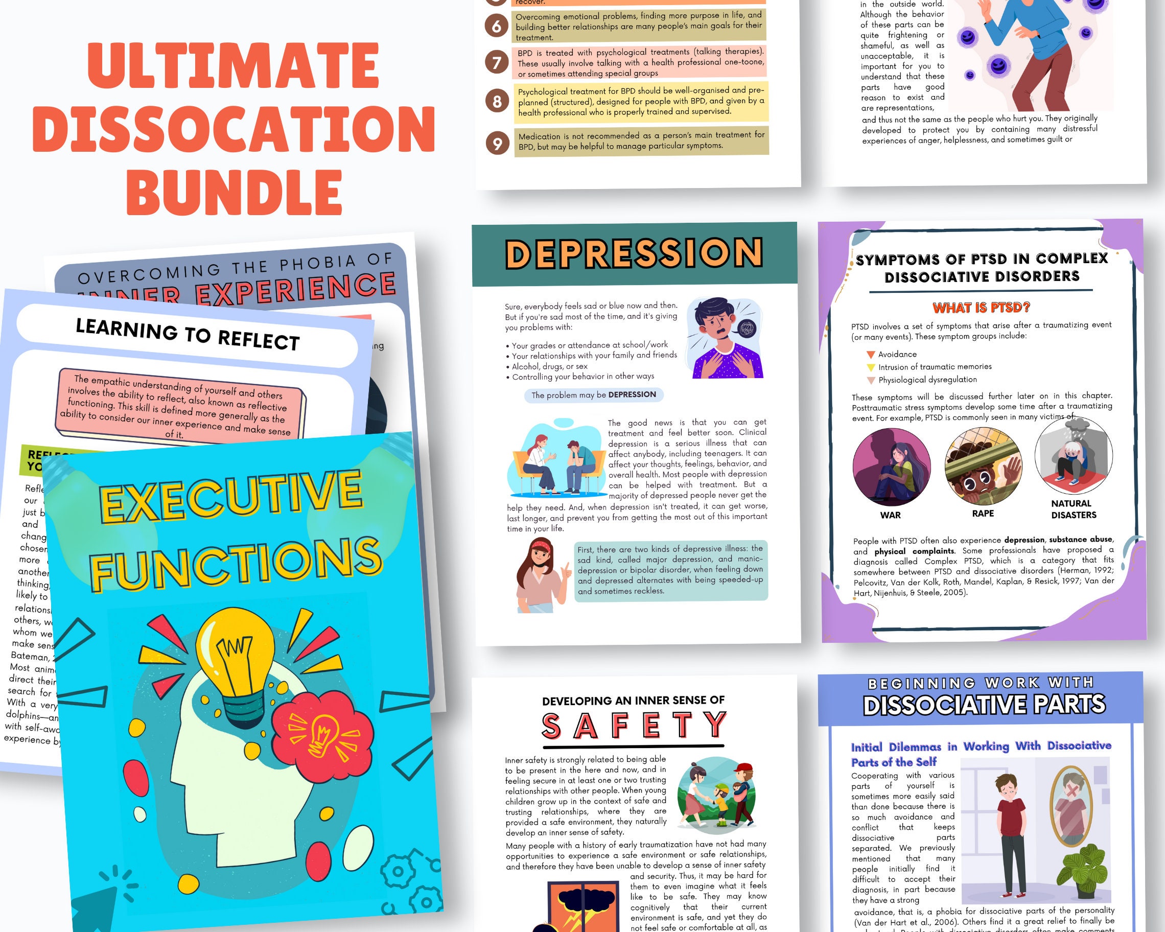 Dissociation Worksheets Workbook Bundle Dissociation Therapy Journal ...