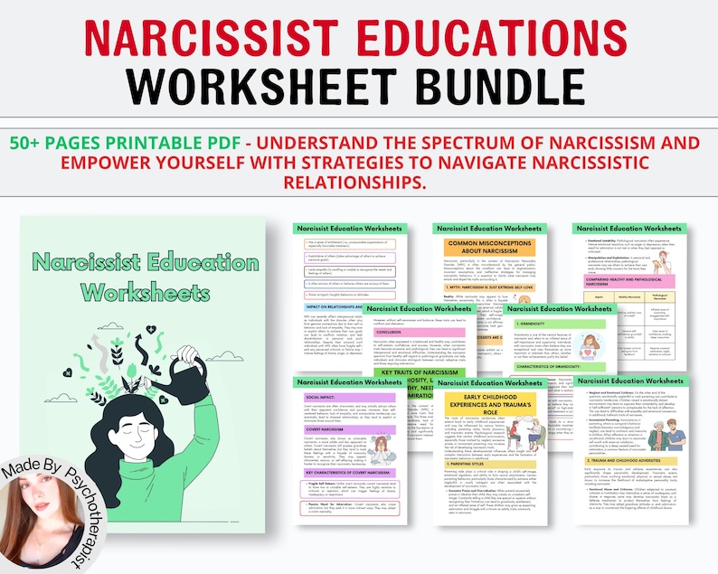 Narcissist Education Worksheets for Understanding Narcissism and ...