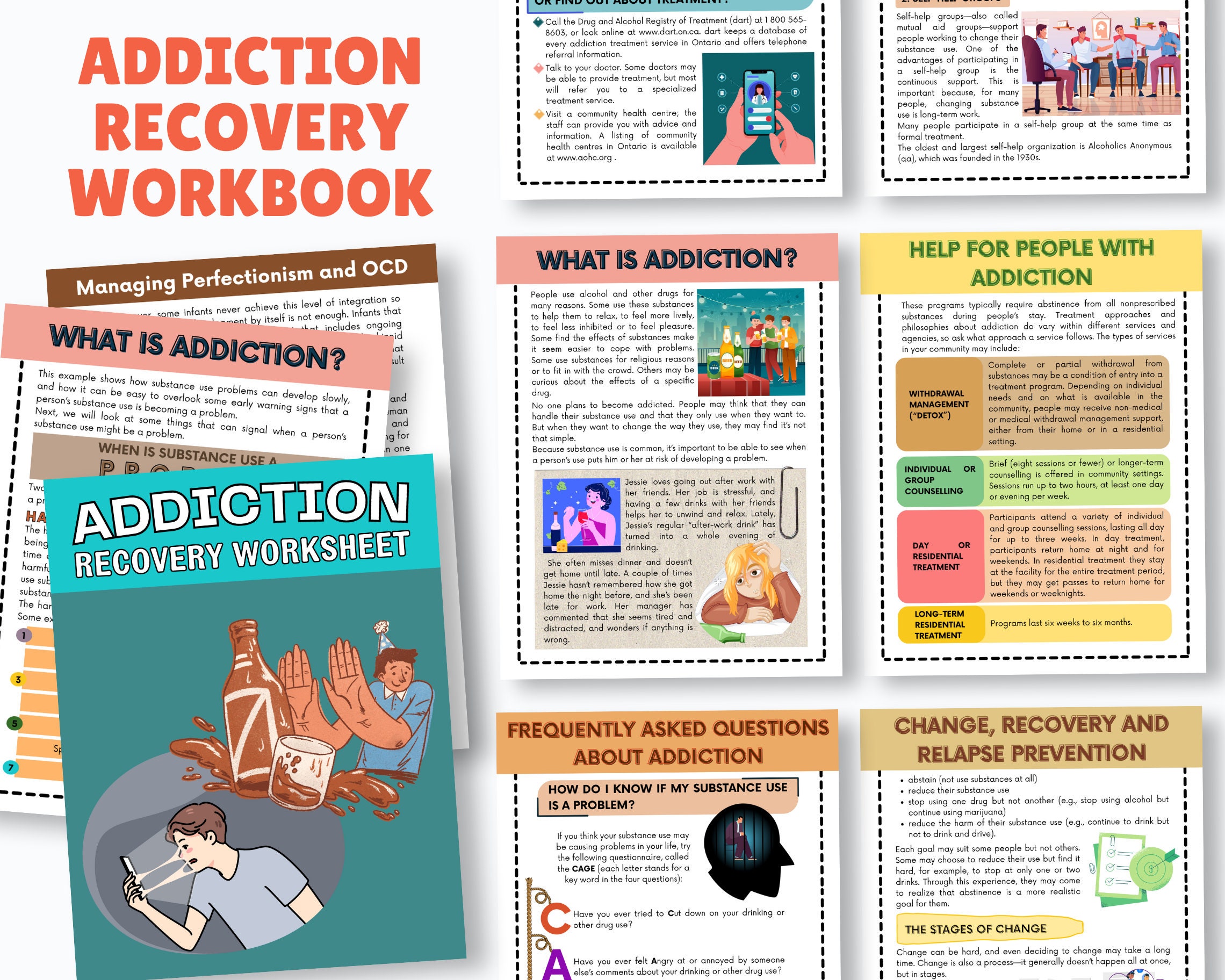 Addiction Recovery Workbook, Addiction Recovery for Adults, Therapy ...