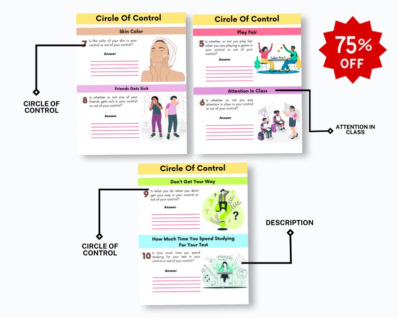 Circle of Control, Therapy Worksheets, Things I Can Control, Worry Book ...