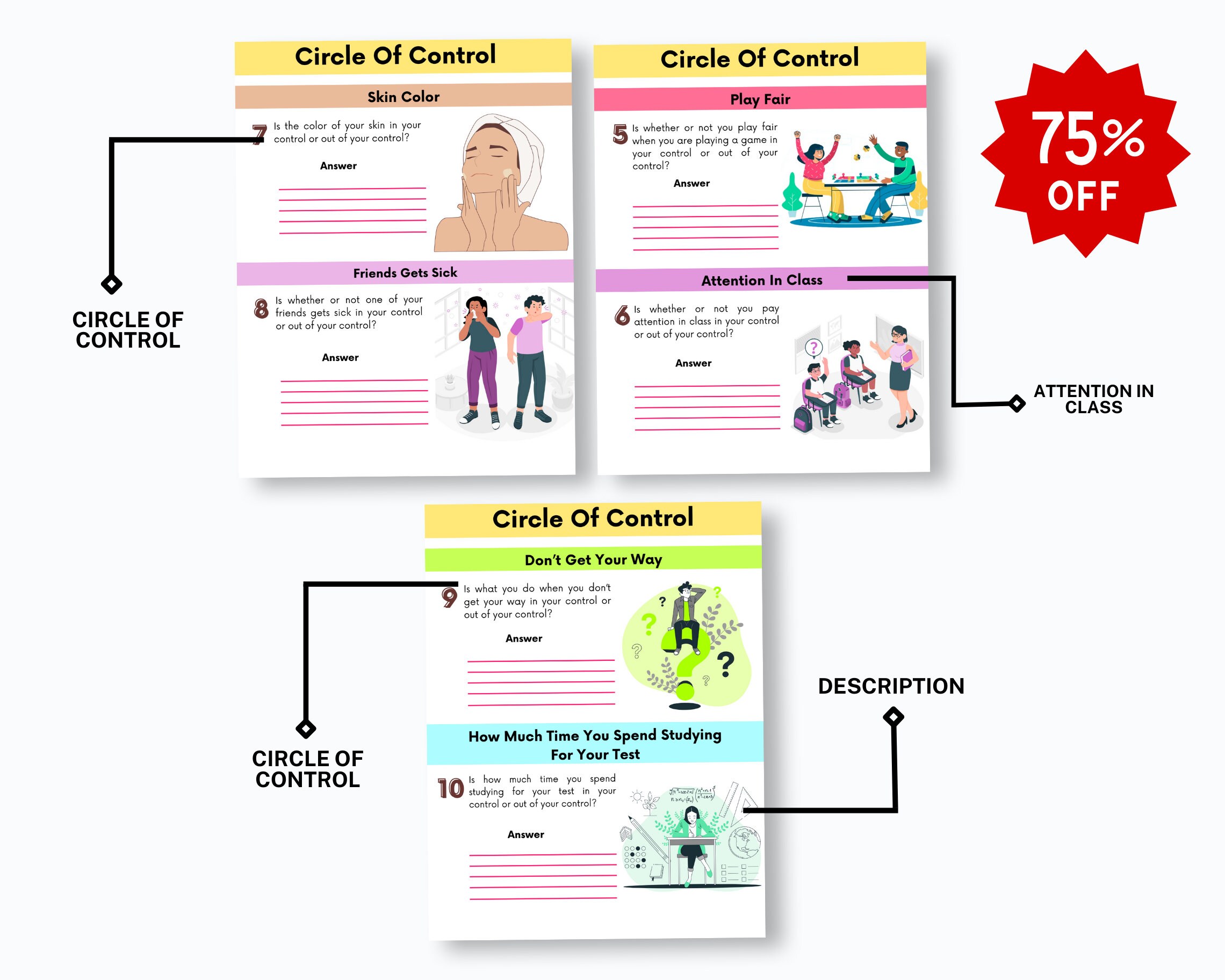 Circle of Control, Therapy Worksheets, Things I Can Control, Worry Book ...