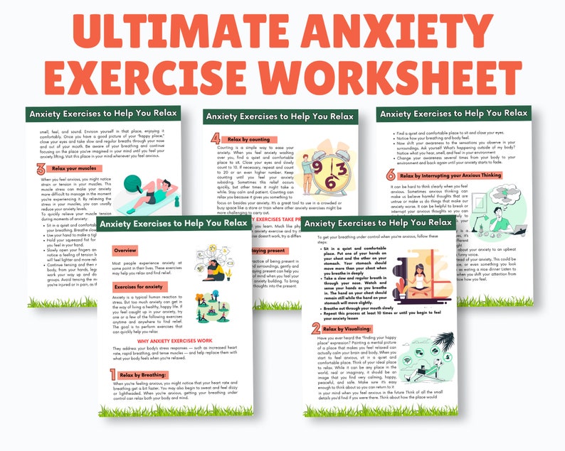 Anxiety Therapy Workbook Printable Worksheets for Panic Worry and ...