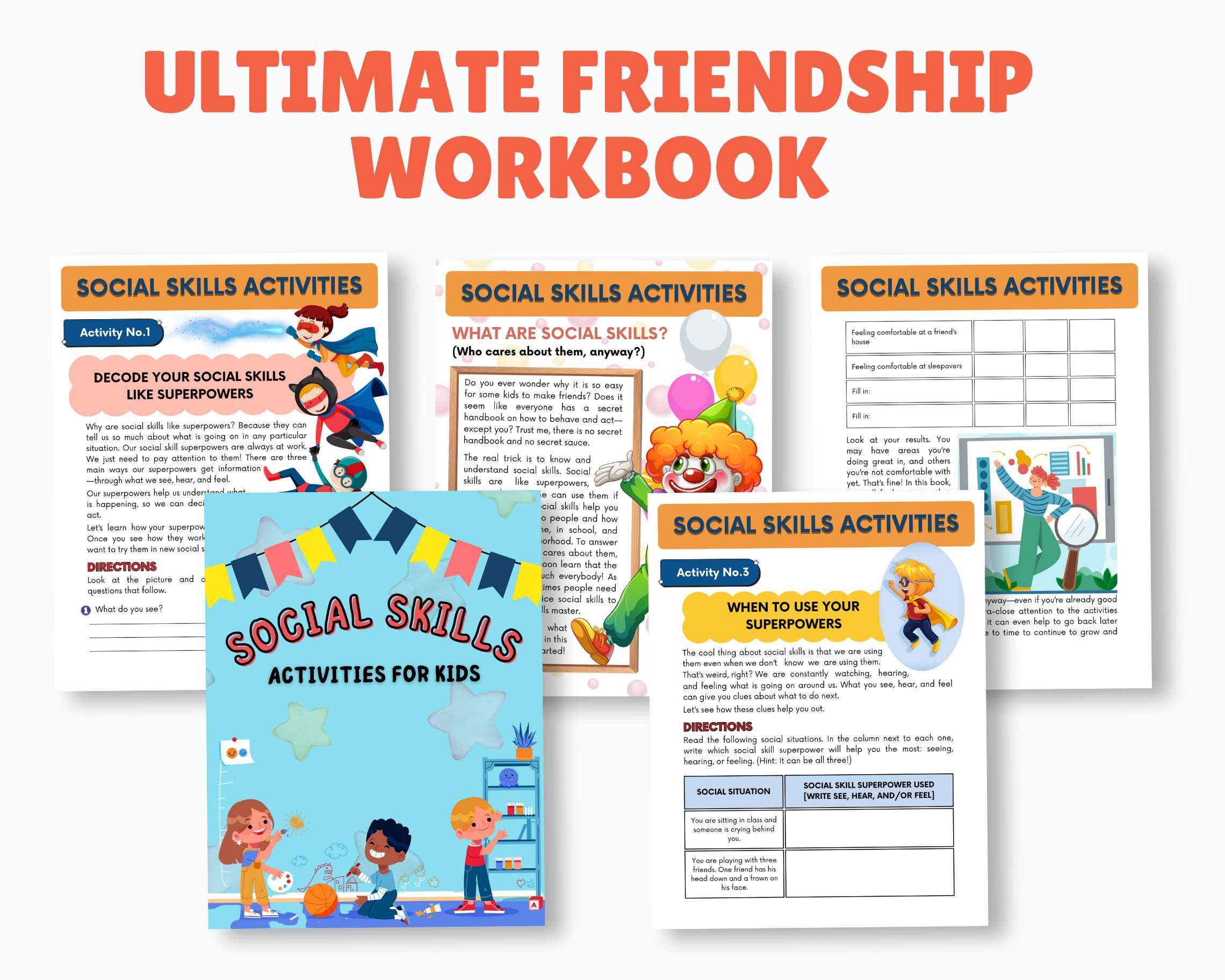 Social Skills, Friendship Kids PRINTABLE Worksheets SEL Assertive ...