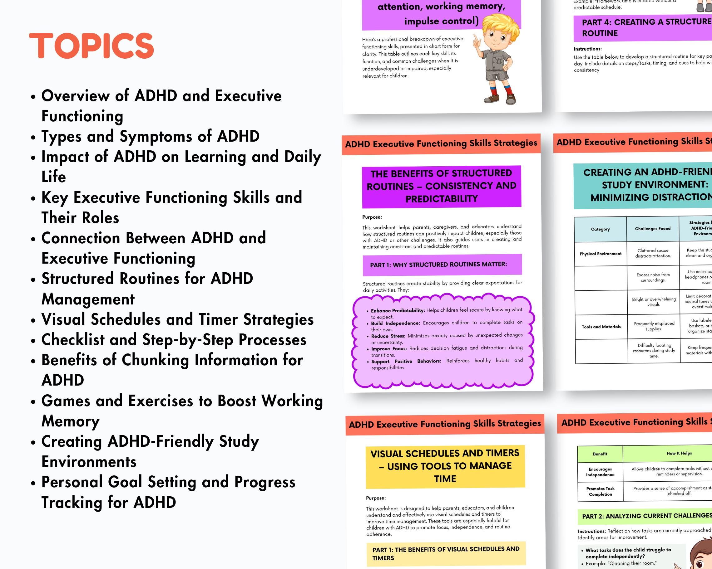 Executive Functioning Worksheets, ADHD Worksheets, Executive ...