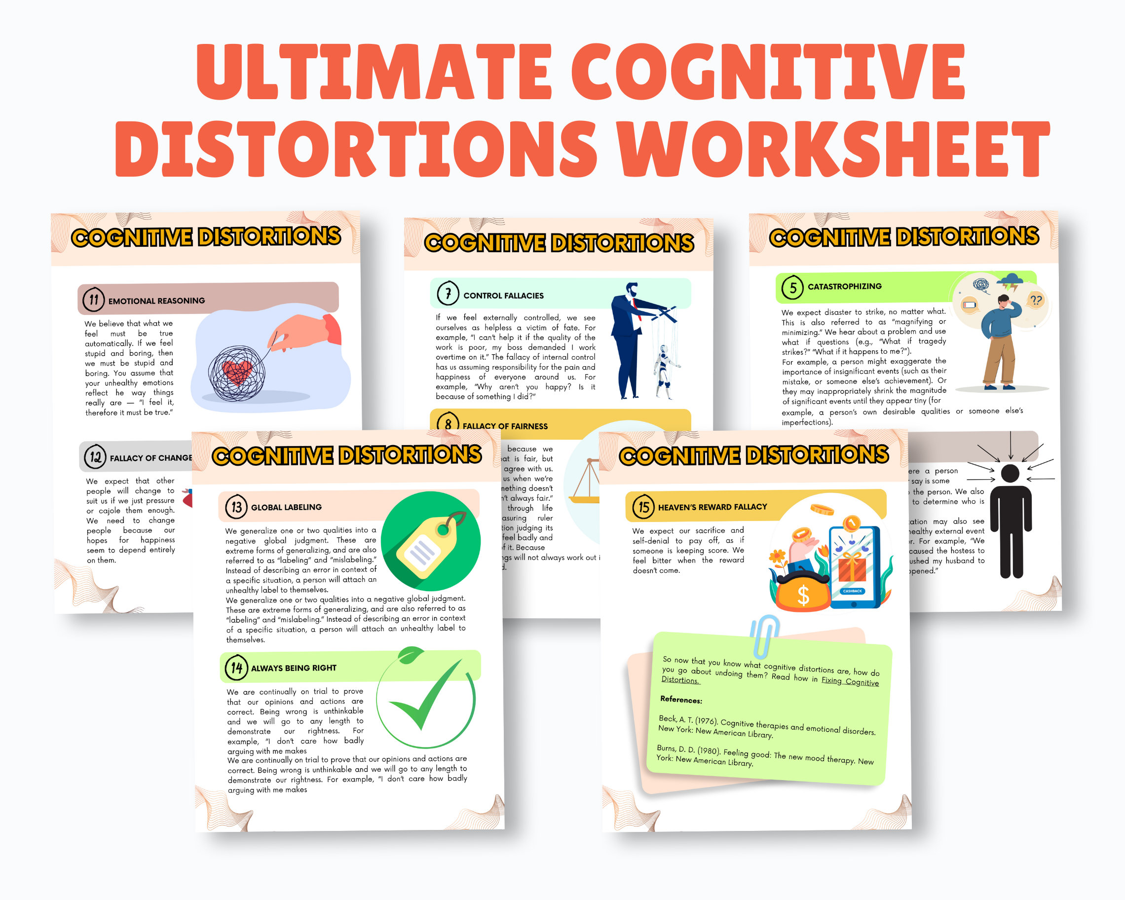 Cognitive Distortions Worksheets, Challenge Unhelpful Thinking Styles ...
