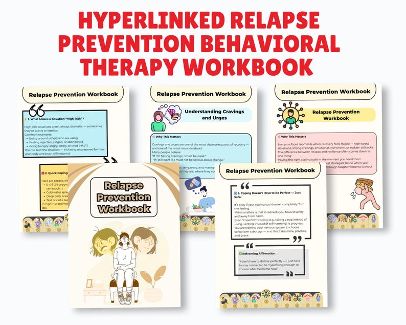 Relapse Prevention Behavioral Therapy Workbook, Addiction Recovery ...