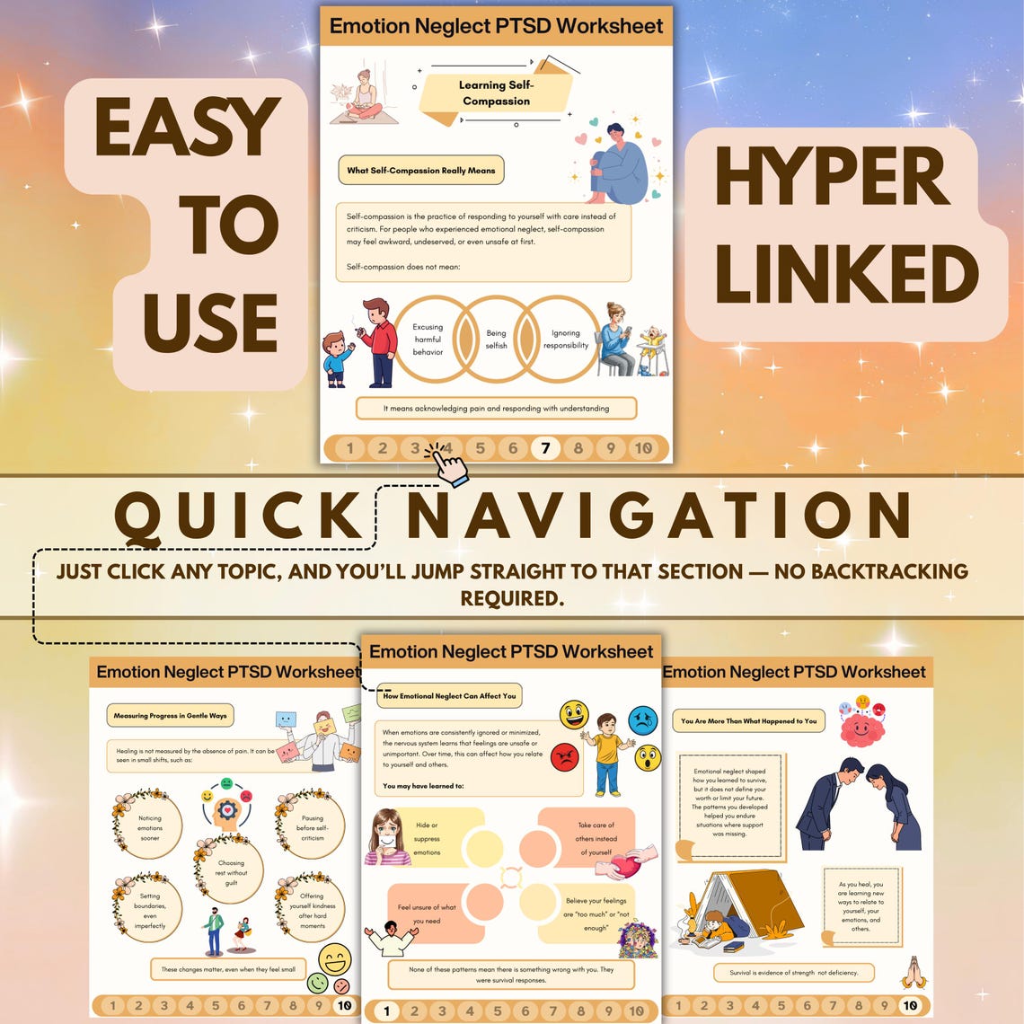 Emotional Neglect and Complex PTSD Worksheets, PTSD Workbook, Trauma ...