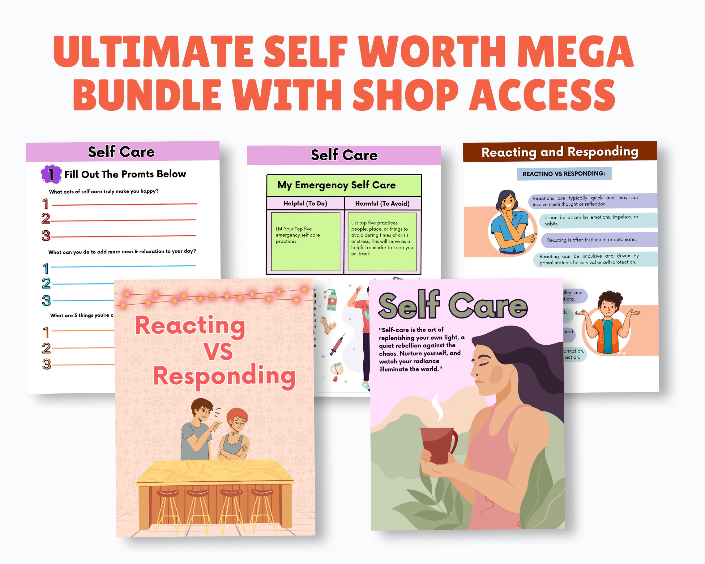 Self Worth Worksheet and Cards Bundle, Self Esteem, Confidence, Teen ...