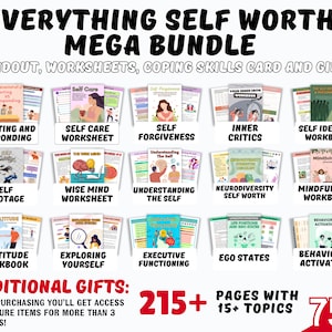 Self Worth Worksheet and Cards Bundle, Self Esteem, Confidence, Teen ...