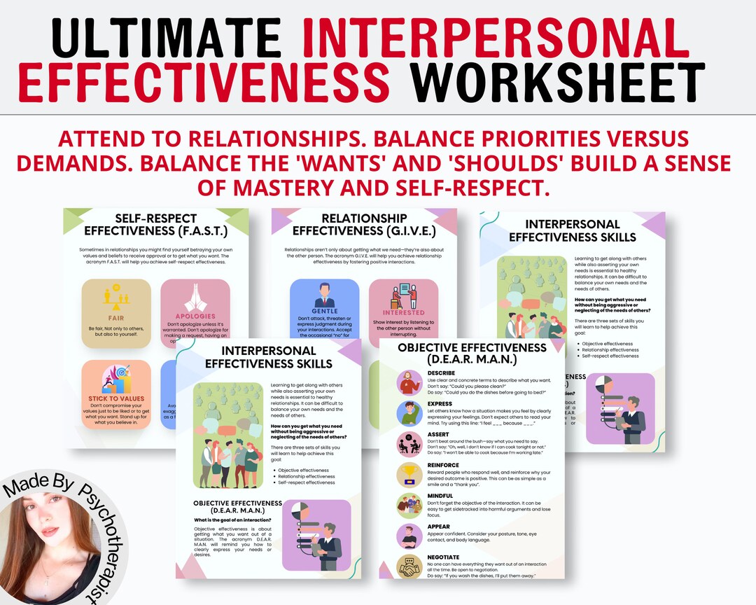 DBT Interpersonal Effectiveness Journal, DBT Worksheets, DBT Skills ...