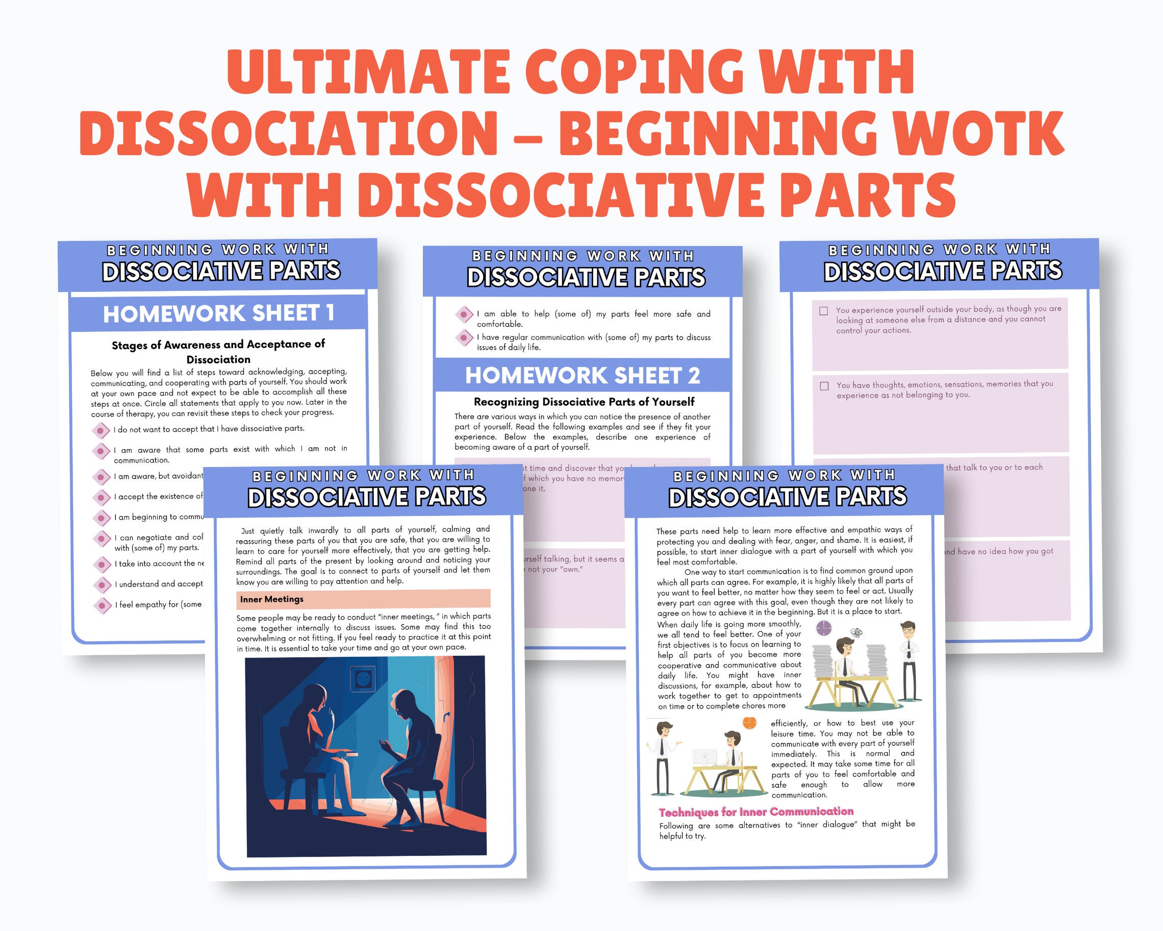 Dissociation Worksheets Workbook Dissociation Therapy Journal ...
