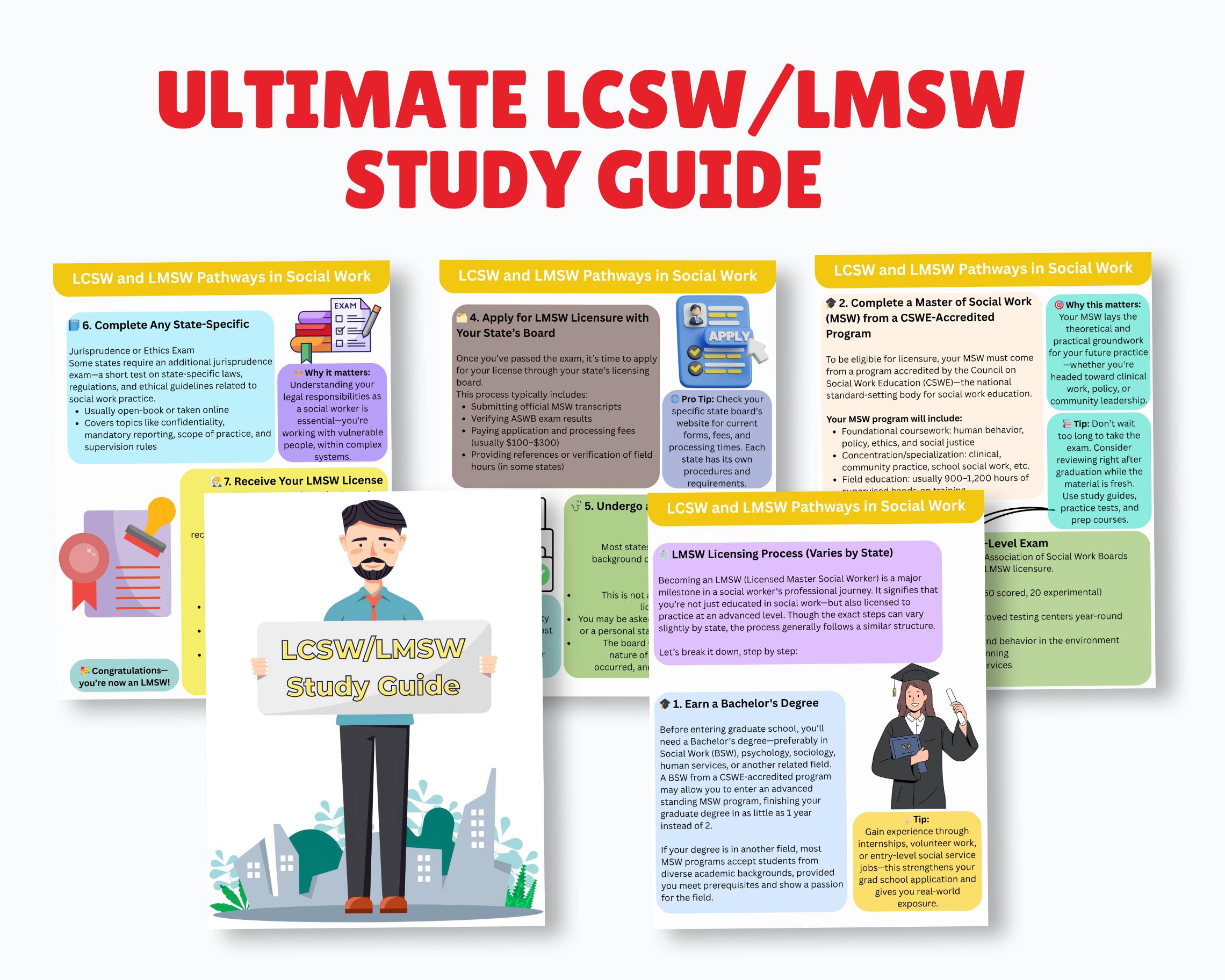 LCSW/LMSW Study Guide, ASWB Exam Tool, Complete Lcsw Lmsw Exam Study ...