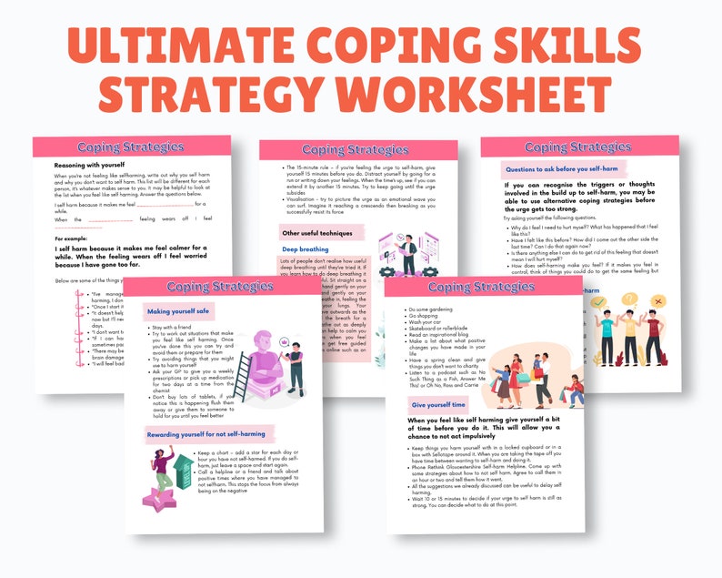 Coping Skills Strategies Printable, Therapy Worksheets, Anxiety Coping ...