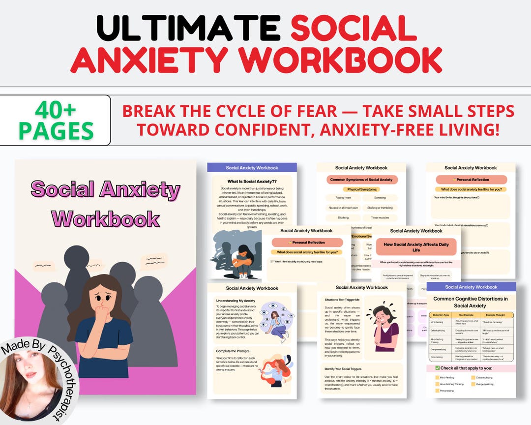 Social Anxiety Workbook, Social Anxiety Worksheets for Teens and Adults ...
