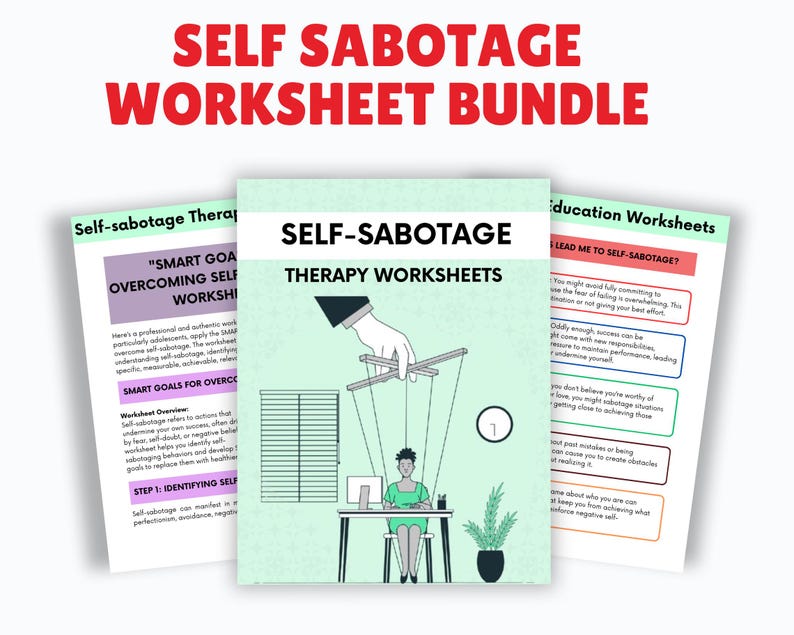 Self Sabotage Worksheets and Printable Psychoeducation Tools ...