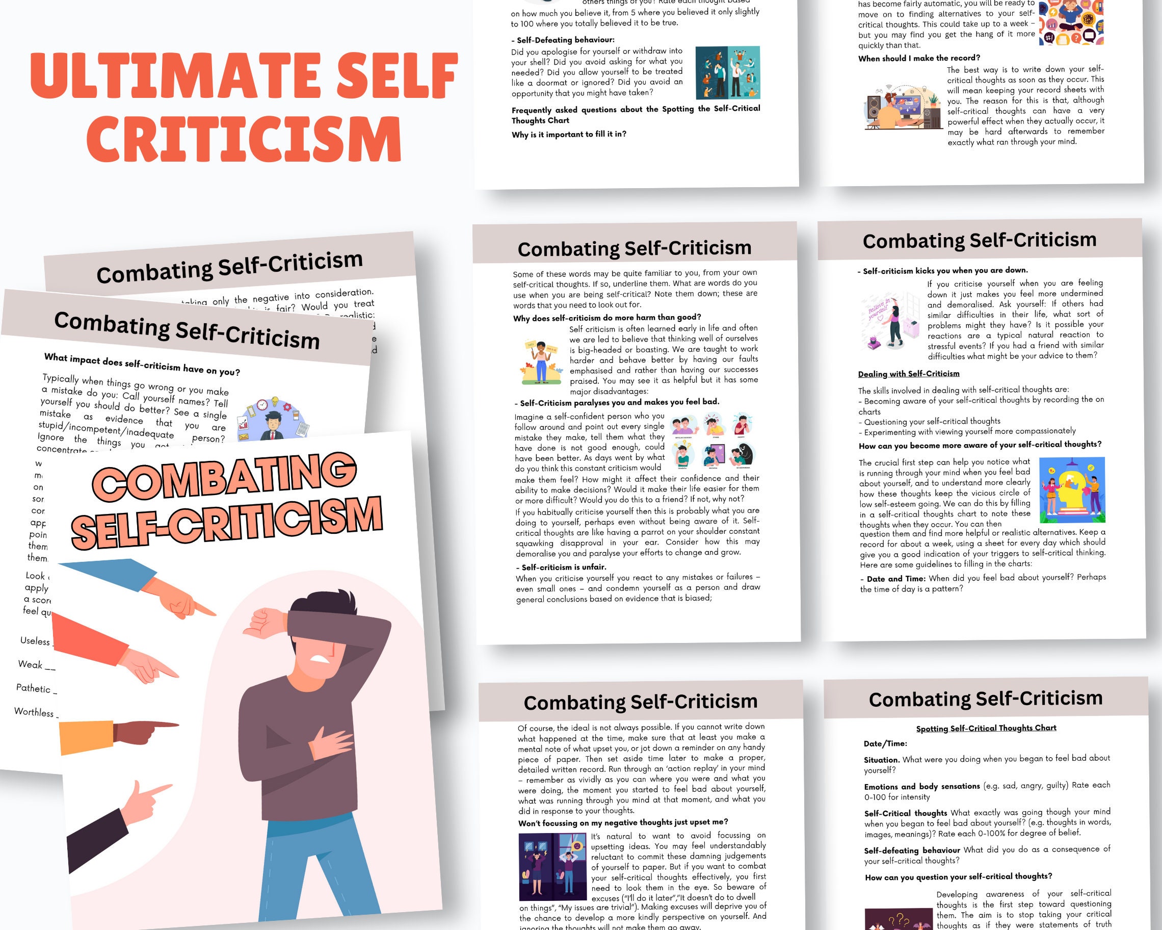 Combating Self Criticism Worksheet, Therapy Worksheet, Cbt Worksheets ...
