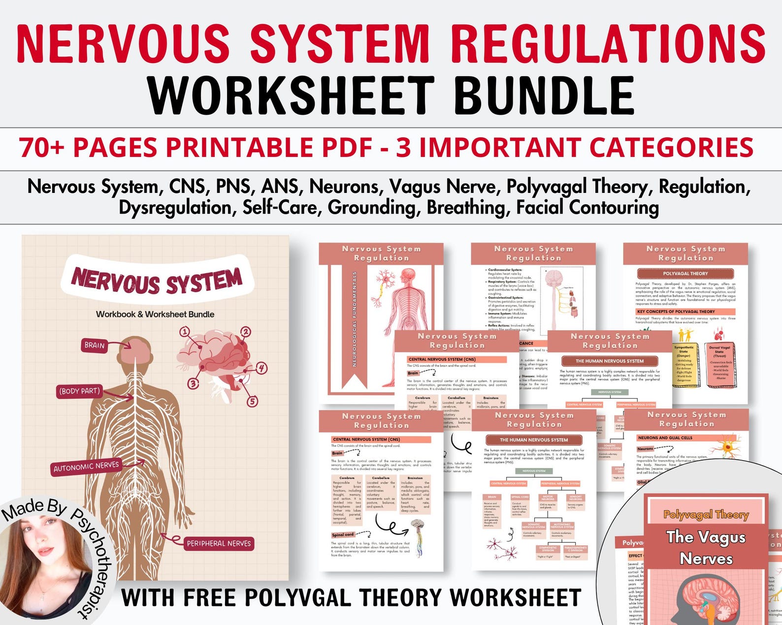 Nervous System Regulation Workbook, Somatic Exercise Polyvagal Theory ...