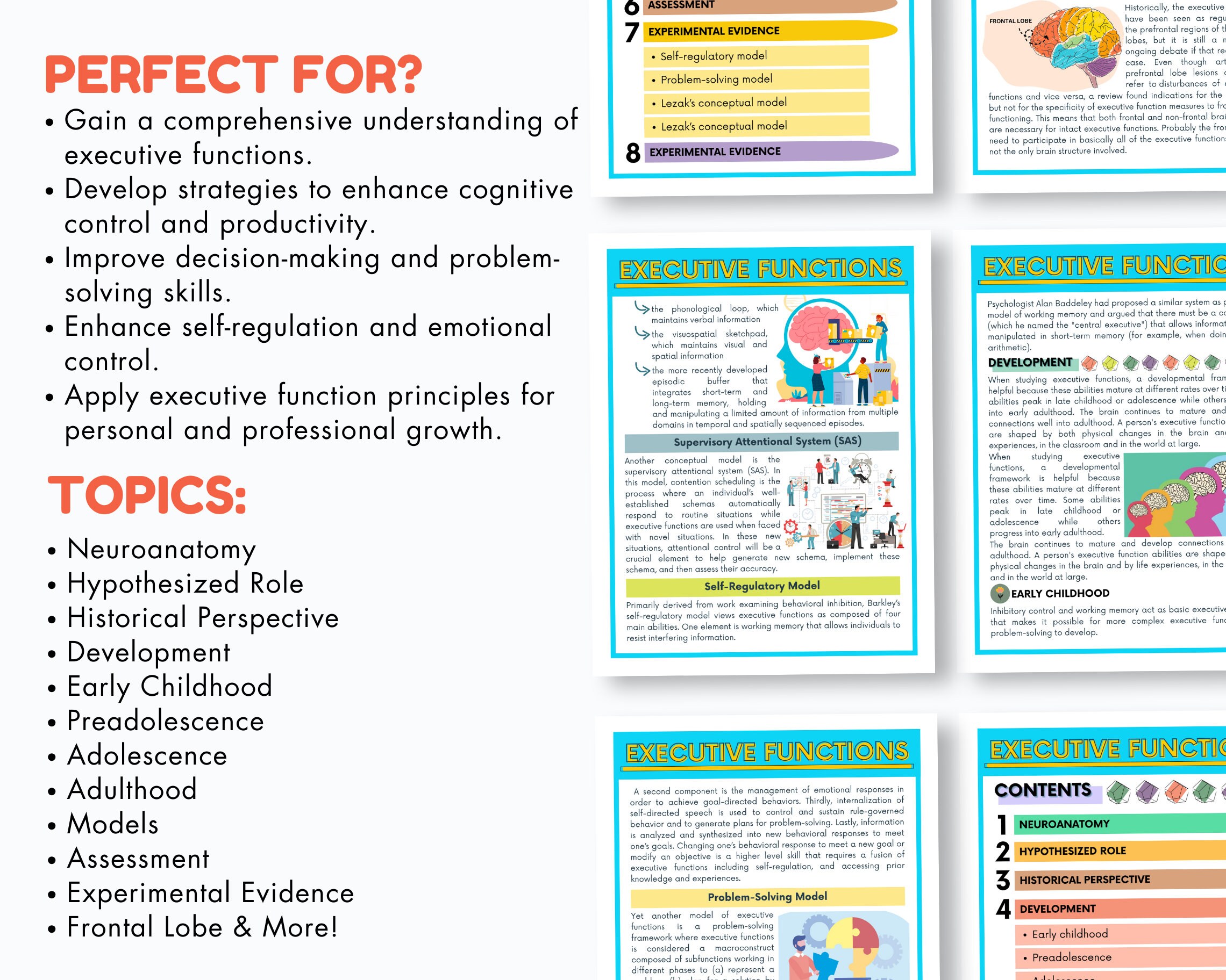 Executive Functioning Worksheets, ADHD Worksheets, Executive ...