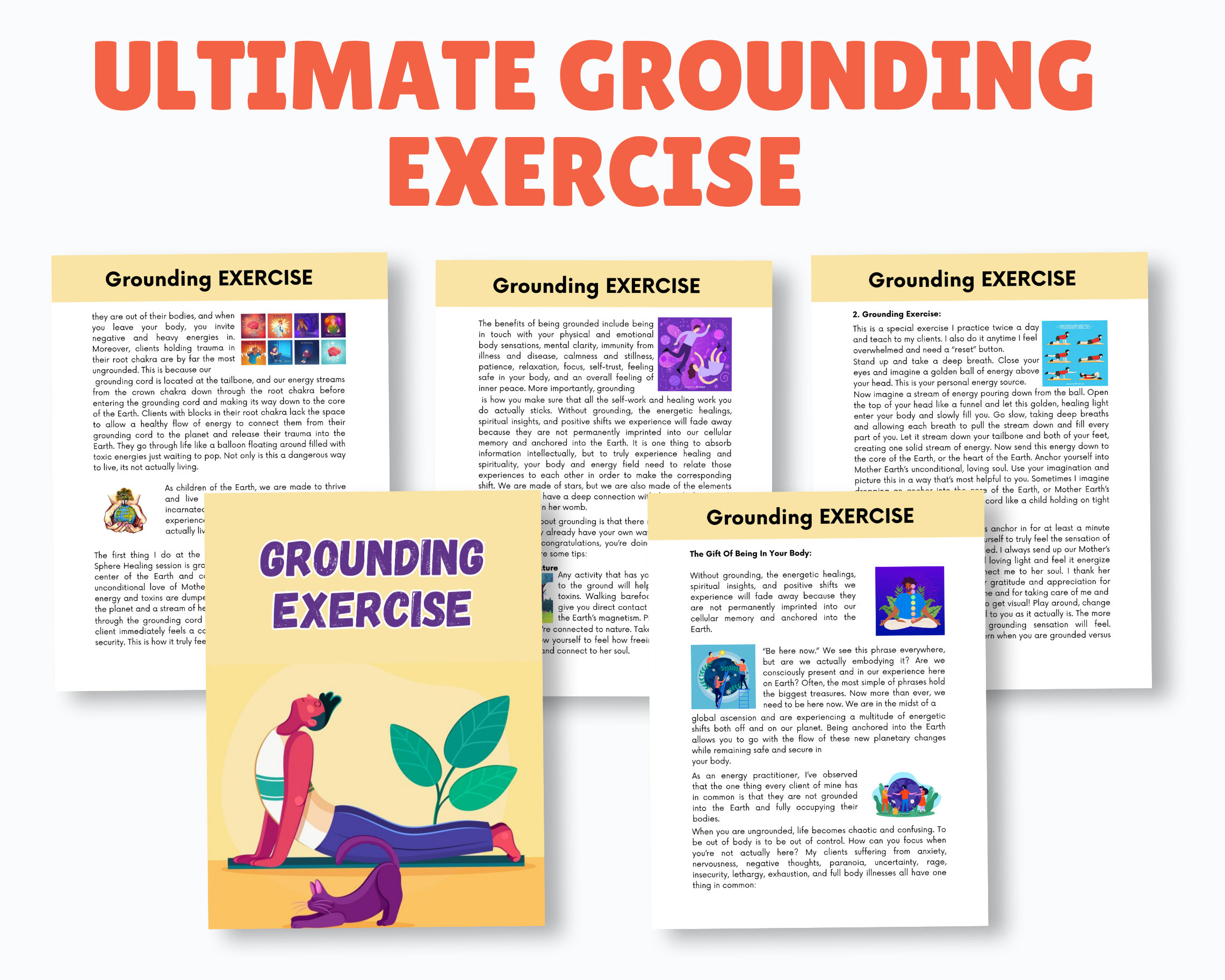 Grounding Exercise Worksheet, Therapy Workbook, Therapy Worksheets, 5 4 3 2 1 Grounding, Therapy ...
