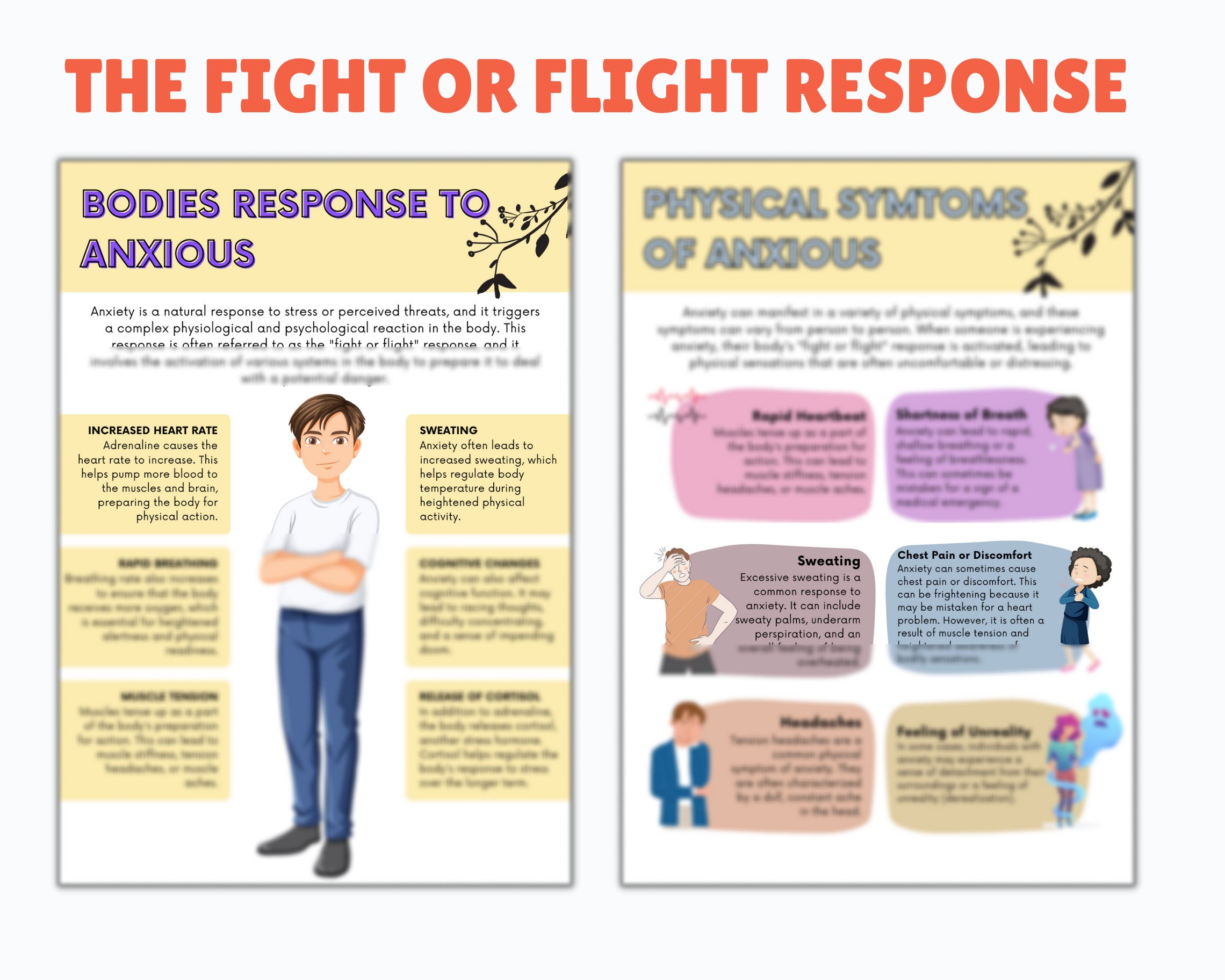 Signs of Fight Flight Freeze and Fawn Response Worksheets for the ...