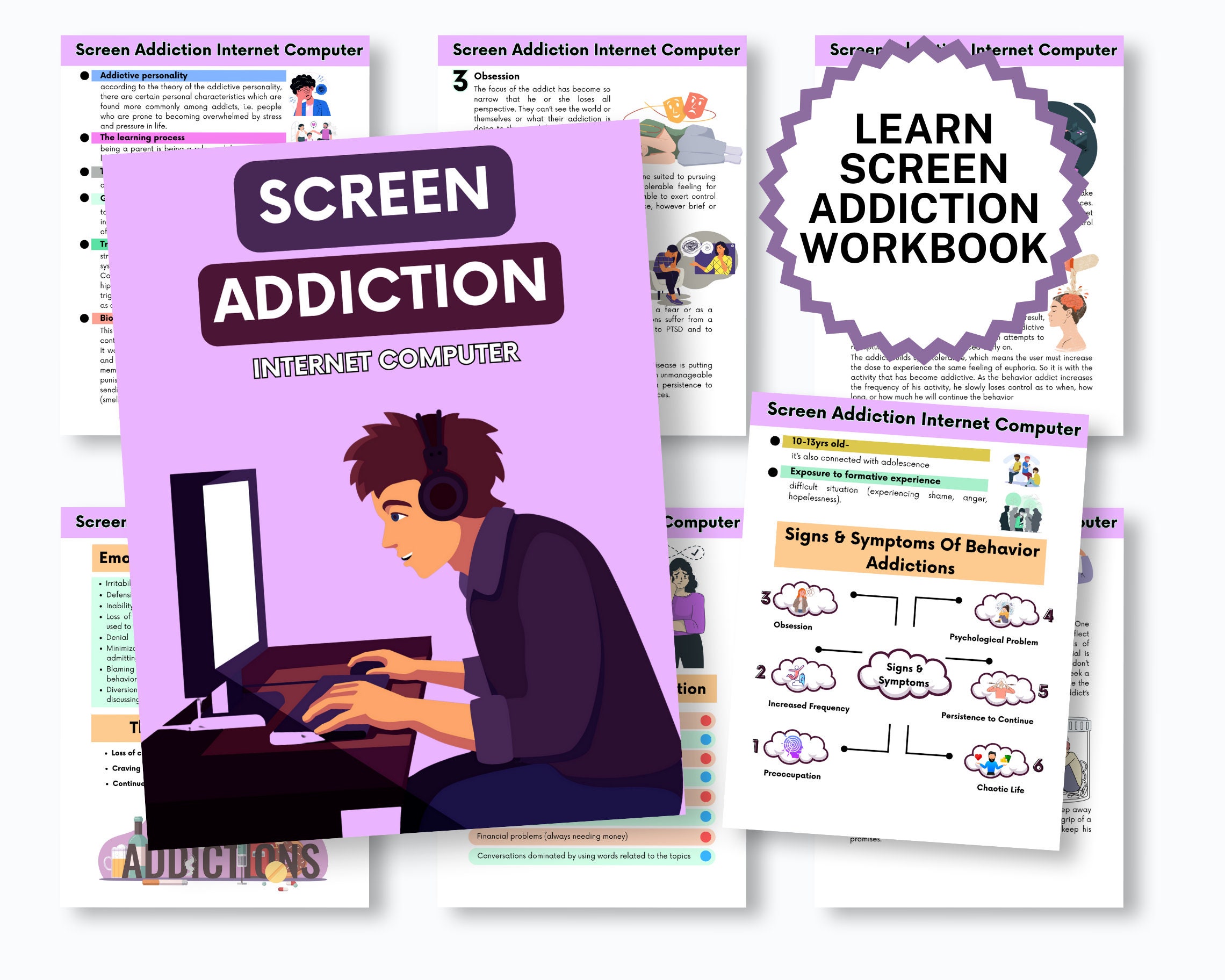 Screen Time Addiction Worksheets, Kids Therapy, Child Therapist ...