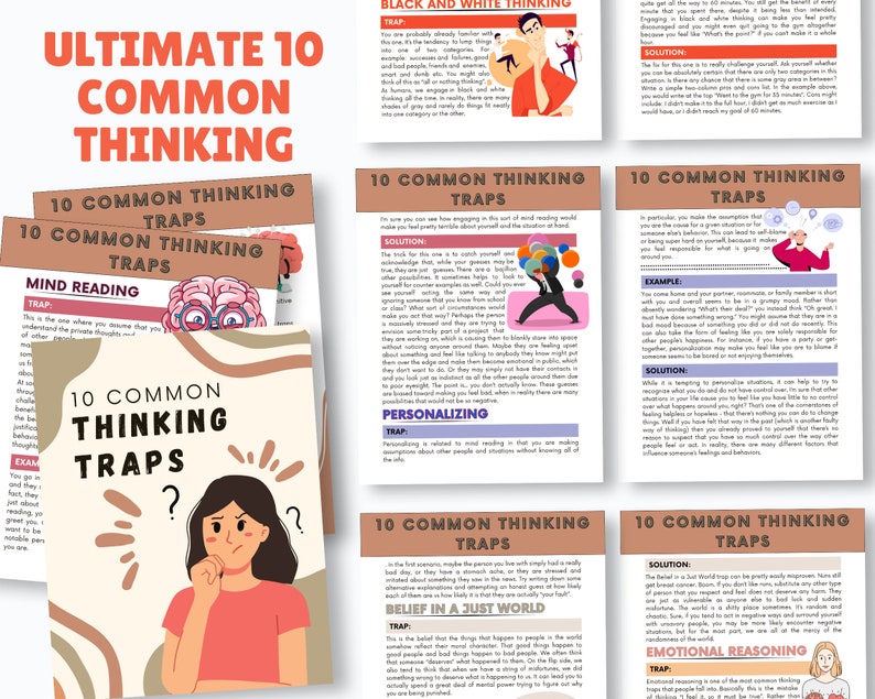 Common Thinking Trap. Worksheet for Analyzing Thoughts and Identifying ...