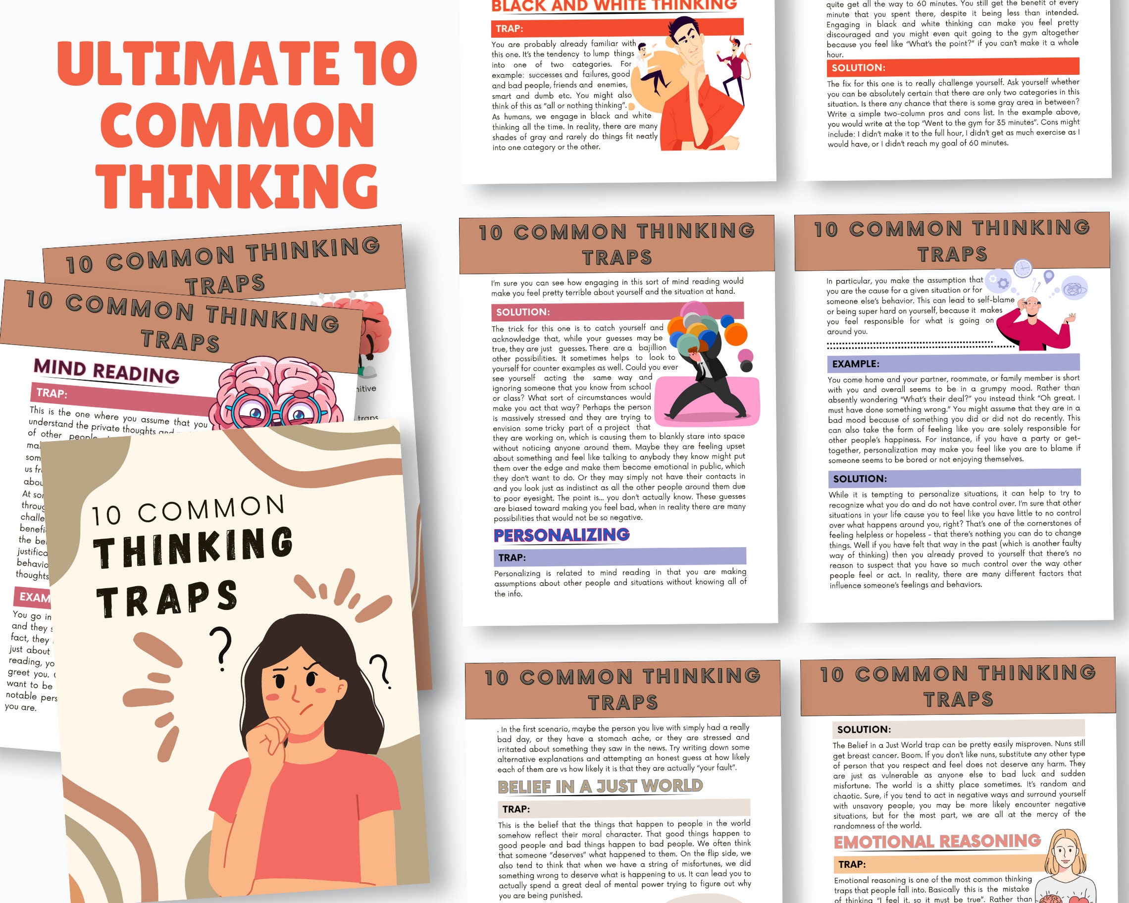 Common Thinking Trap. Worksheet for Analyzing Thoughts and Identifying ...