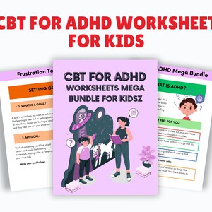 CBT for ADHD Worksheets Mega Bundle, ADHD Workbook Kids, Neurodivergent ...