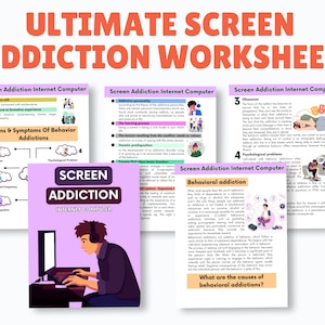 Screen Time Addiction Worksheets, Kids Therapy, Child Therapist ...