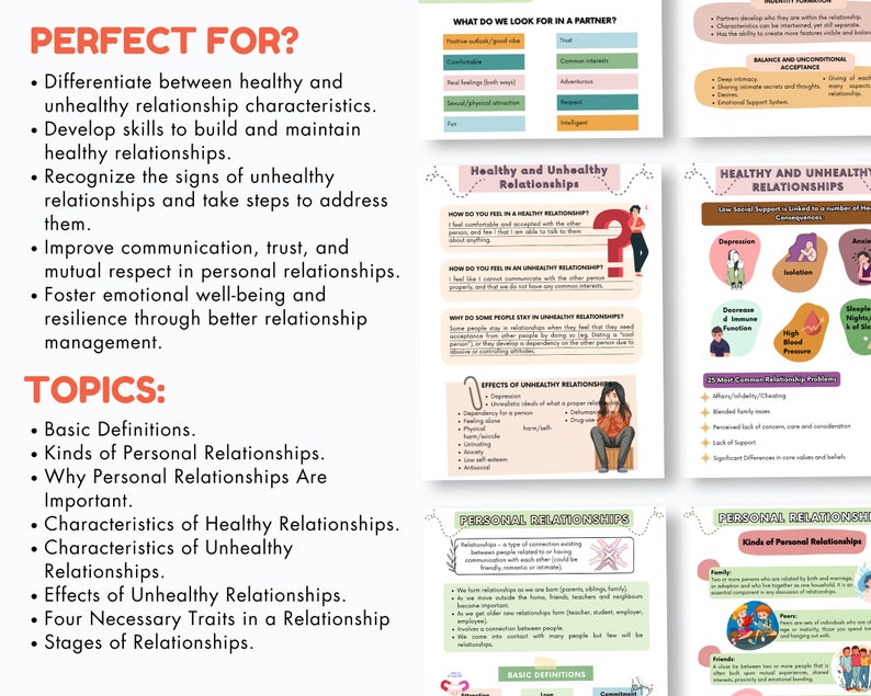 Healthy Vs Unhealthy Relationships Ebook, Workbook, Teen Health ...