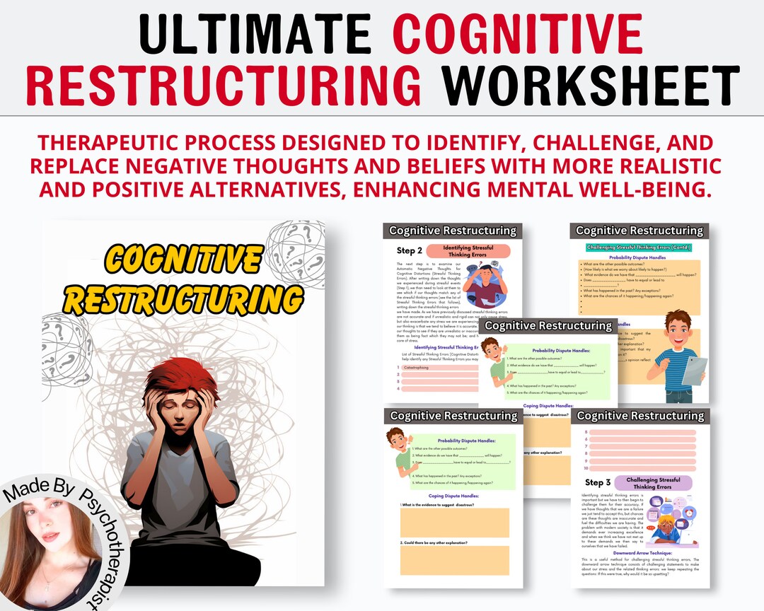 Cognitive Distortion Worksheet, Cognitive Restructuring, Unhelpful ...