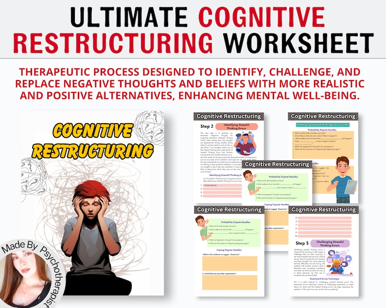Cognitive Distortion Worksheet, Cognitive Restructuring, Unhelpful ...