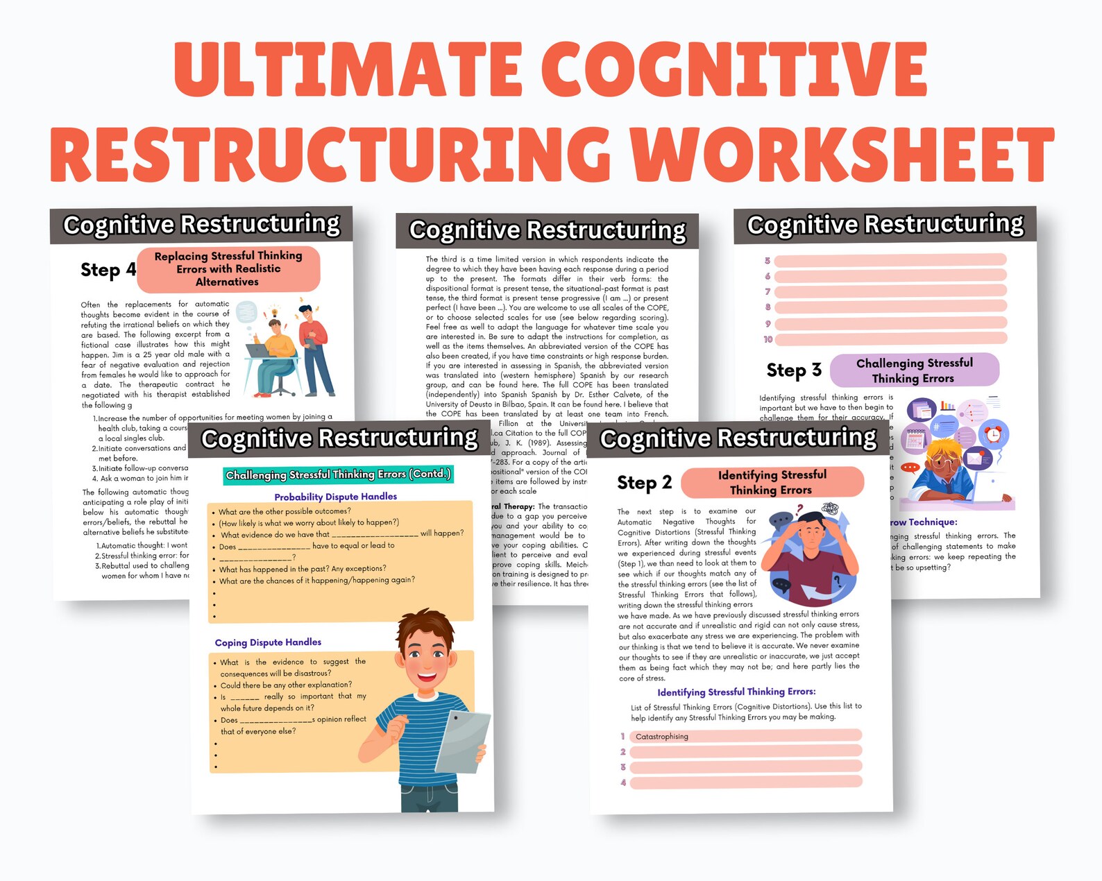 Cognitive Distortion Worksheet, Cognitive Restructuring, Unhelpful ...