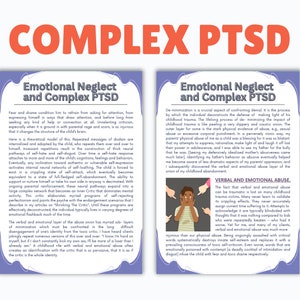 Emotional Neglect and Complex PTSD Worksheets, PTSD Workbook, Trauma ...