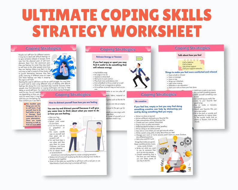 Coping Skills Strategies Printable, Therapy Worksheets, Anxiety Coping ...