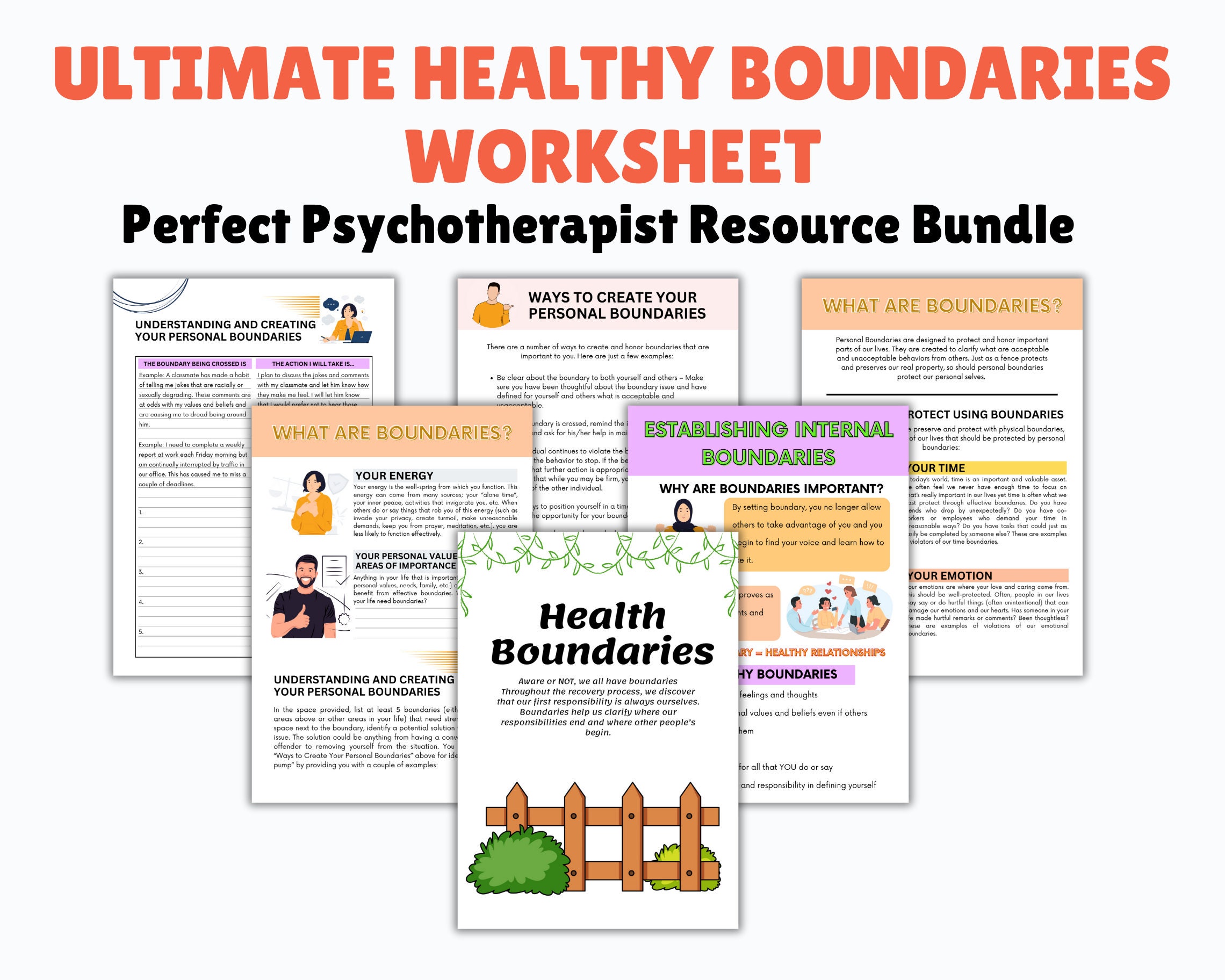 Personal Boundaries Worksheets, Boundaries Workbook, Setting Healthy ...