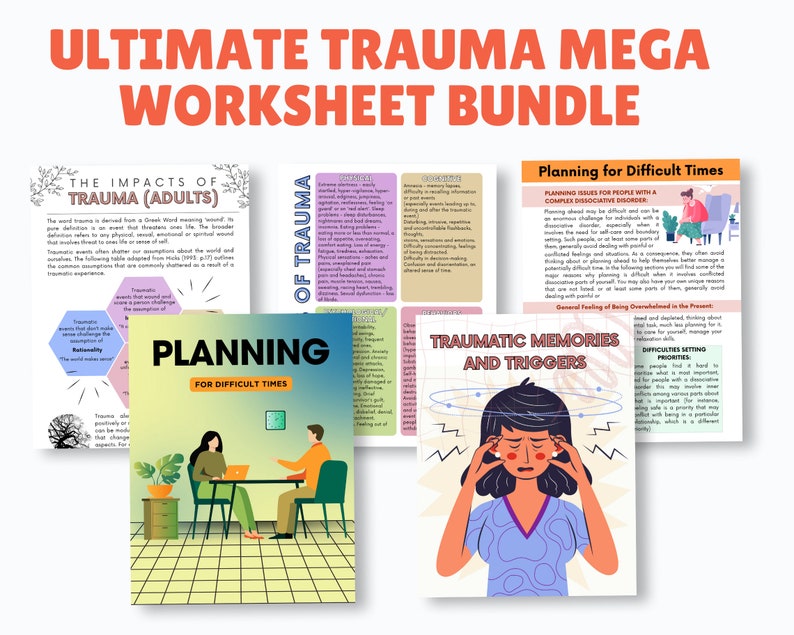 Trauma Therapy Bundle, Trauma Worksheets, PTSD Worksheet BPD Coping ...