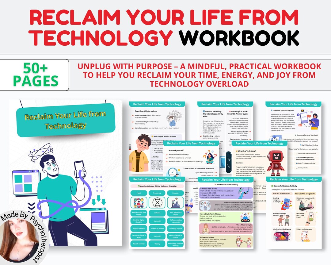 Reclaim Your Life From Technology, Stress Worksheets, Self-care ...