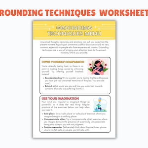 Grounding Technique Exercise Worksheet, Therapy Workbook, Therapy ...