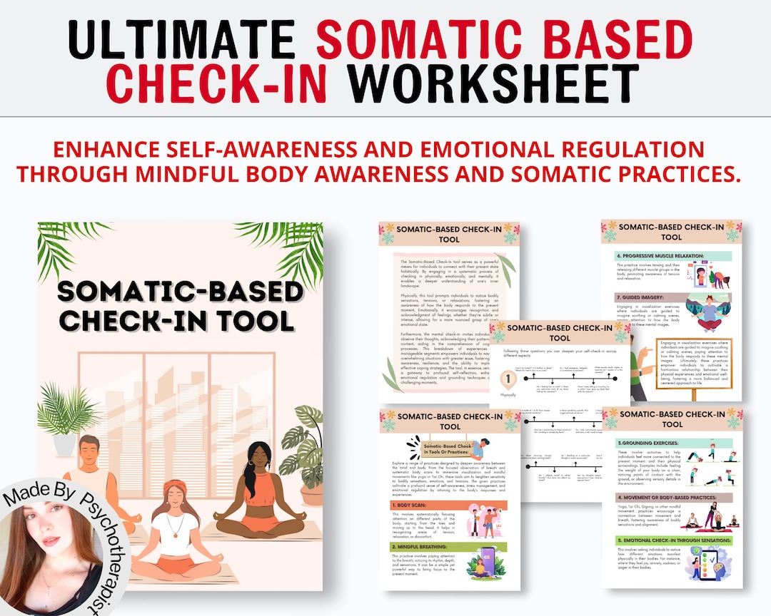 Somatic Based Check in Tools Therapy Worksheets, Felt Senses Somatic ...