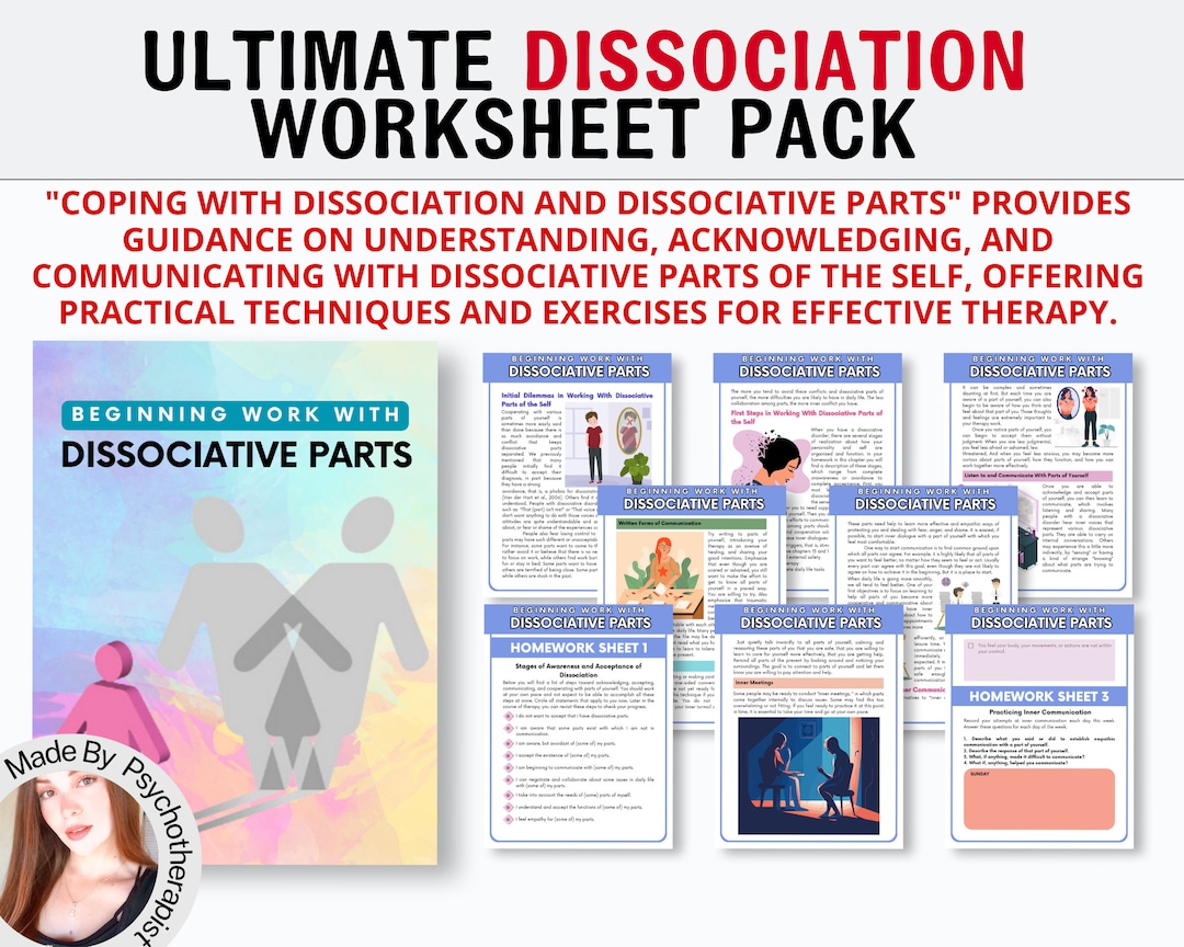 Dissociation Worksheets Workbook Dissociation Therapy Journal ...