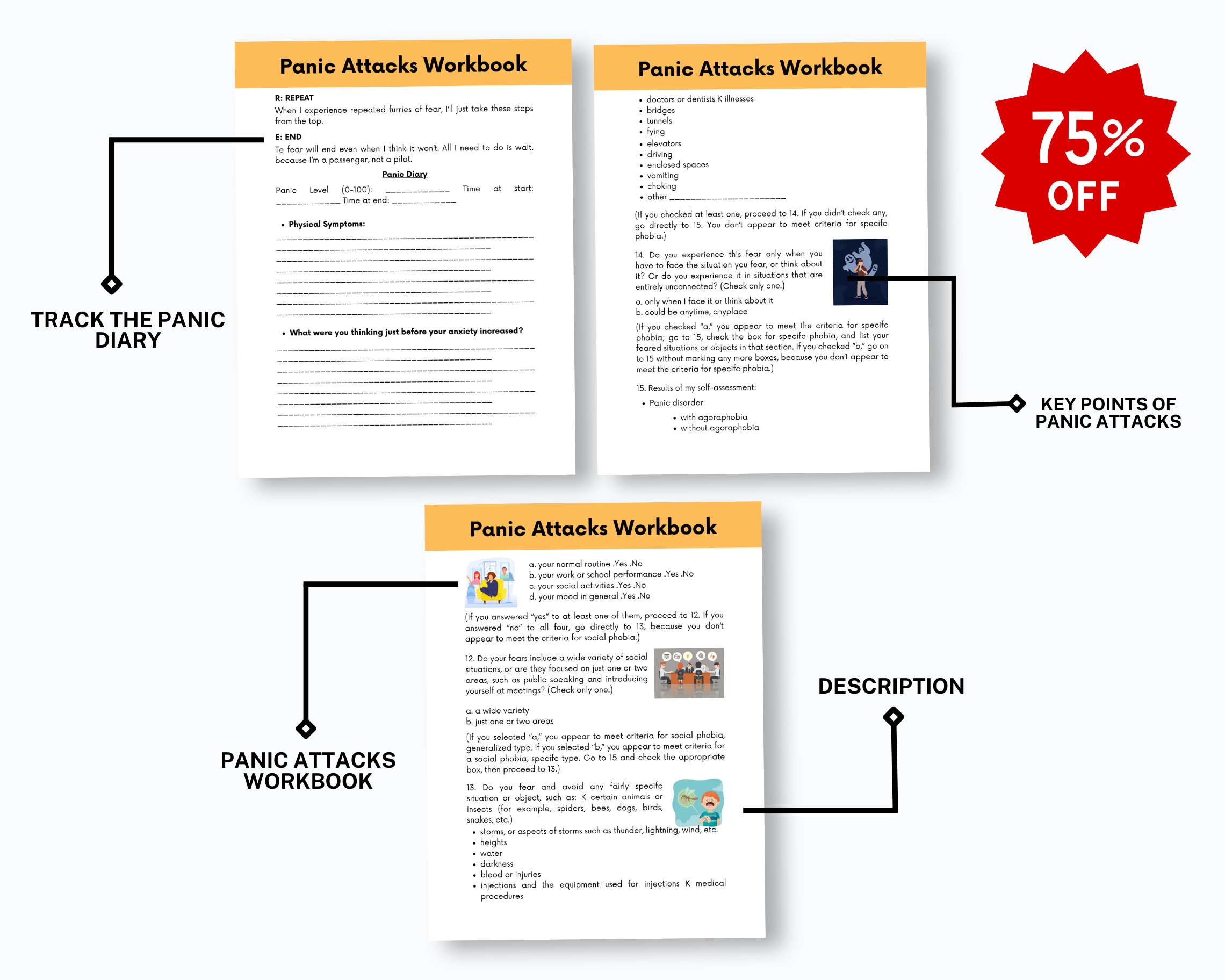 Panic Disorder Education and Worksheet Bundle Anxiety Trackers Supporting Someone Through Panic ...