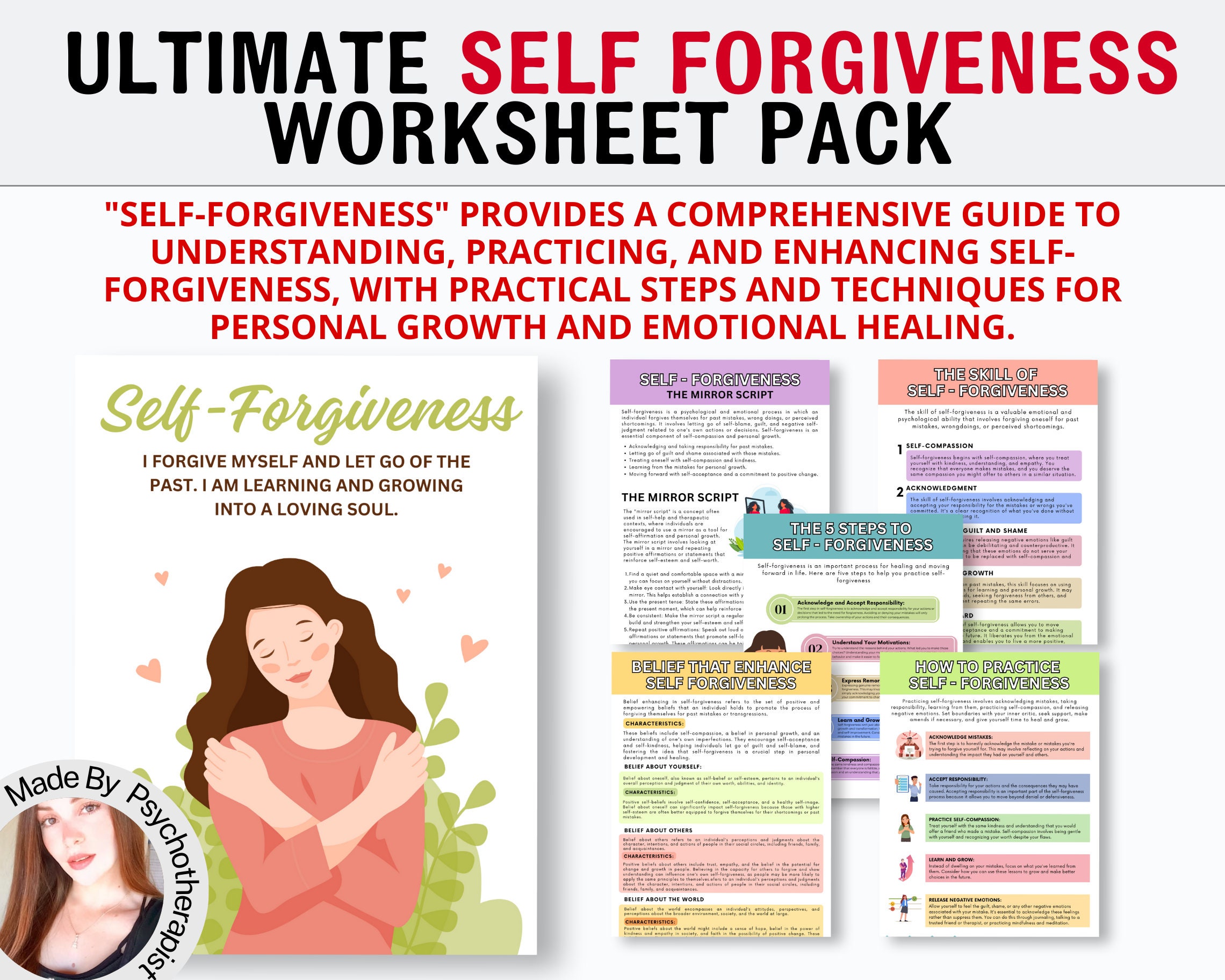 Ultimate Self Forgiveness Worksheet Package, Self Love, Self Growth ...