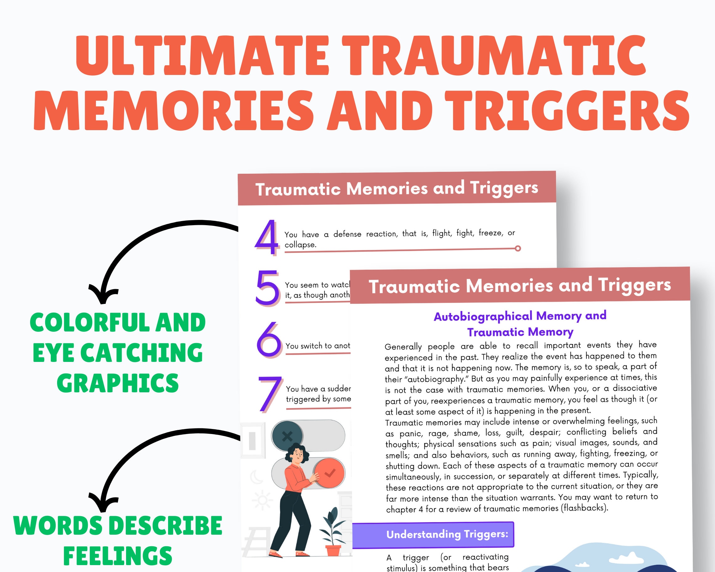 Trauma Triggers Therapy Worksheet, Trauma Worksheets, PTSD Counseling ...