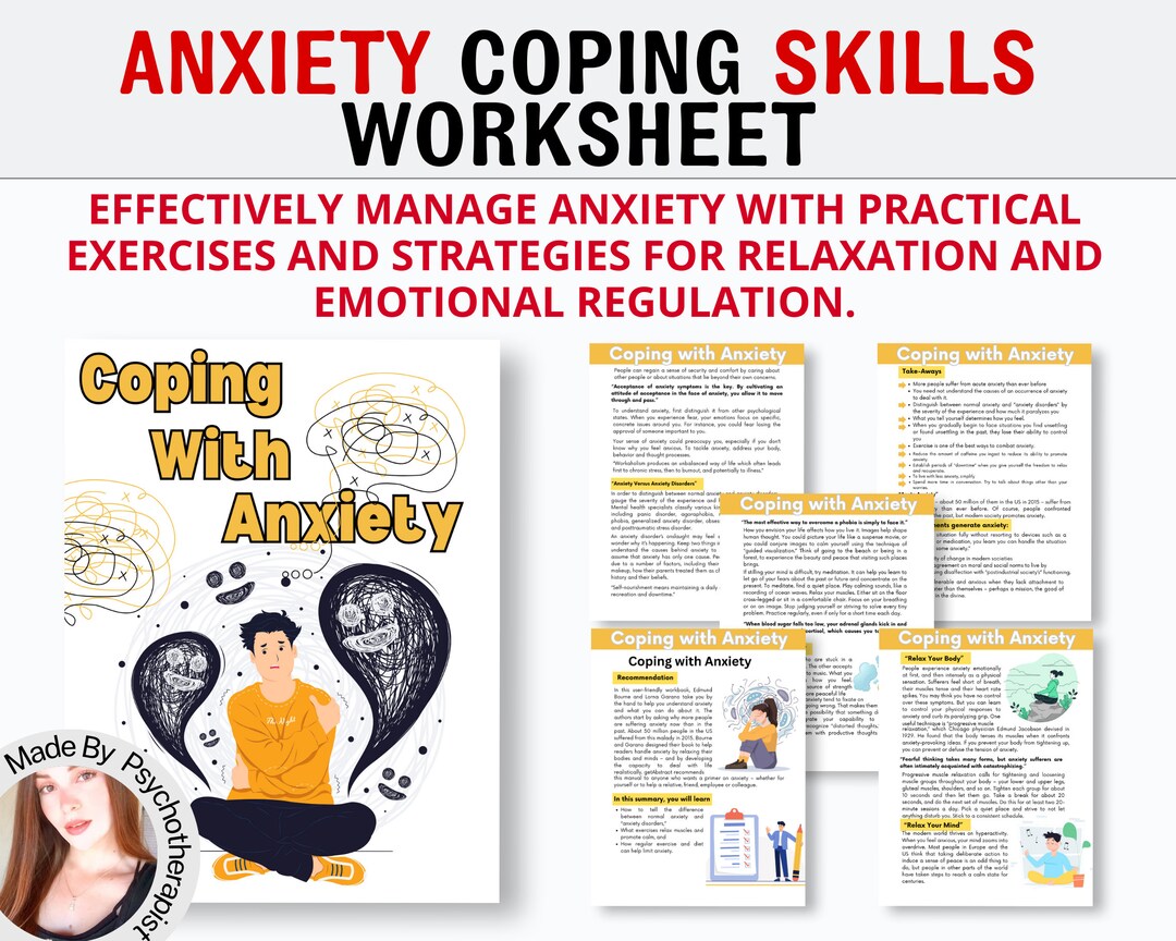 Anxiety Coping Skill Worksheet, Therapy Worksheet, Anxiety Relief ...
