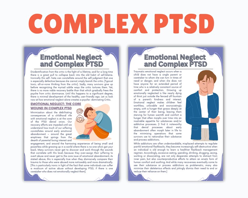 Emotional Neglect and Complex PTSD Worksheets, PTSD Workbook, Trauma Healing, EMDR Worksheets, C ...
