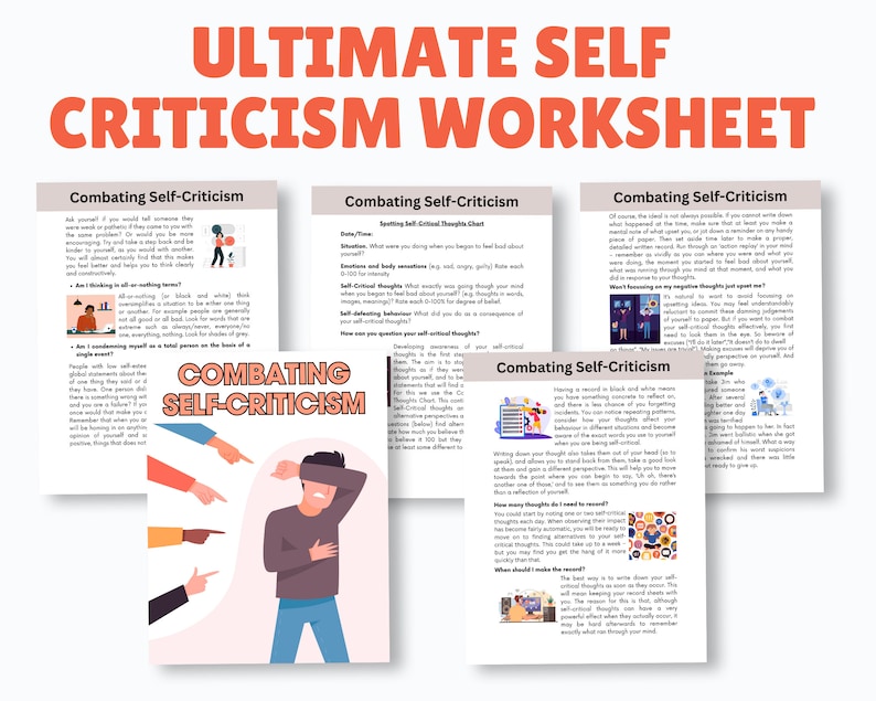 Combating Self Criticism Worksheet, Therapy Worksheet, Cbt Worksheets ...