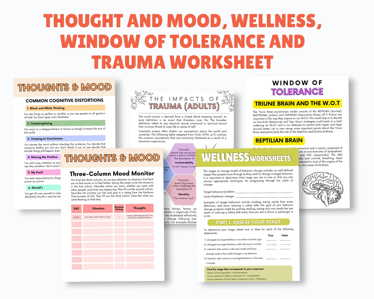 Therapy Worksheet Bundle, Psychology Resources, Inner Critic ...
