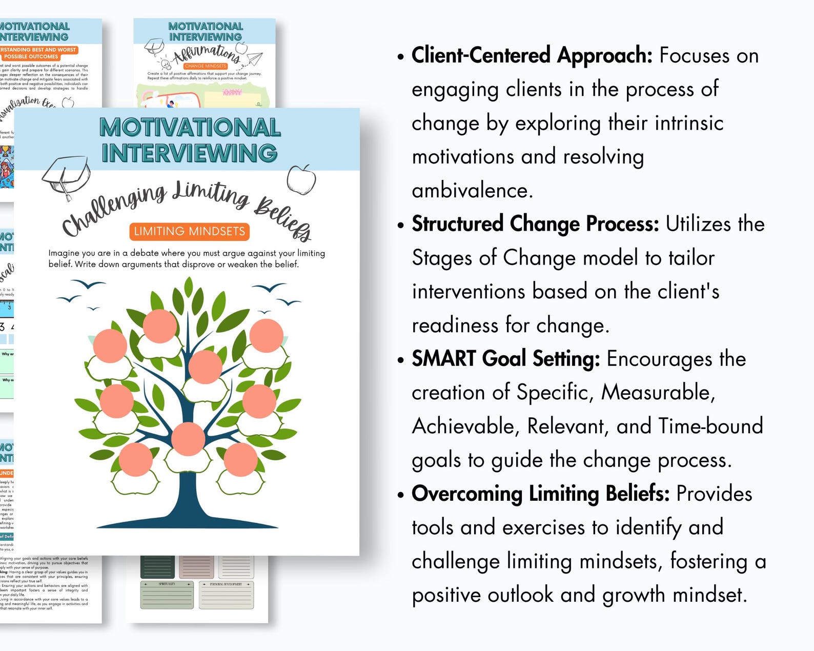 Motivational Interviewing Worksheet Bundle, MI Therapy Toolbox for ...